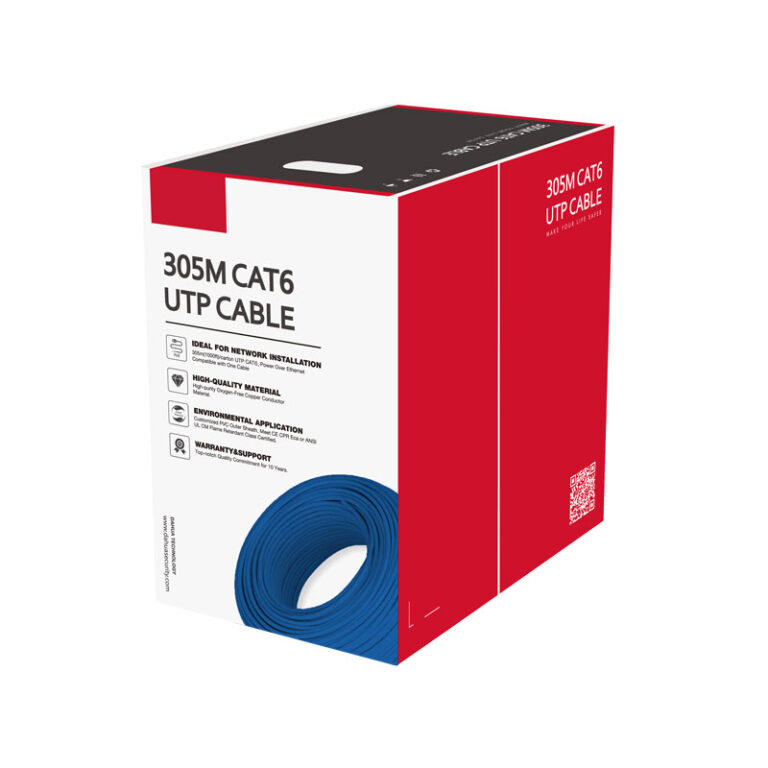 305m blue CAT6 UTP cable, PoE-ready and ACMA approved