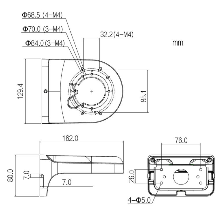 Right Angle Wall Mount Camera Bracket - VSBKTB2204W - AO Security