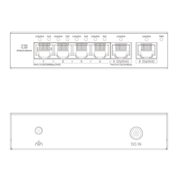 VIP Vision Unmanaged 4-Port PoE Switch with 2-Port Uplink (100M ...