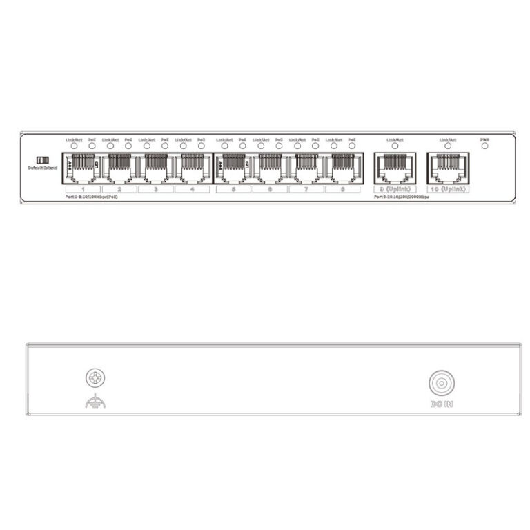 VIP Vision Unmanaged 8-Port (100M) PoE Switch with 2-Port Uplink (1000M ...