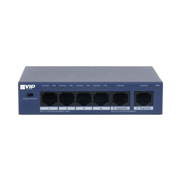 VIP Vision Unmanaged Gigabit 4-Port PoE Switch with 2-Port Uplink ...