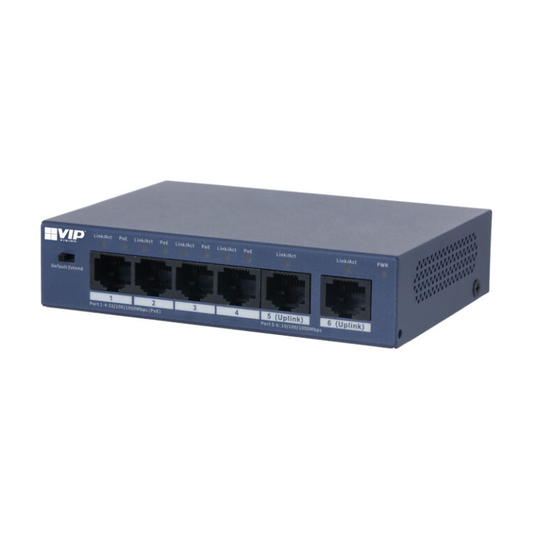 VIP Vision Unmanaged Gigabit 4-Port PoE Switch with 2-Port Uplink ...